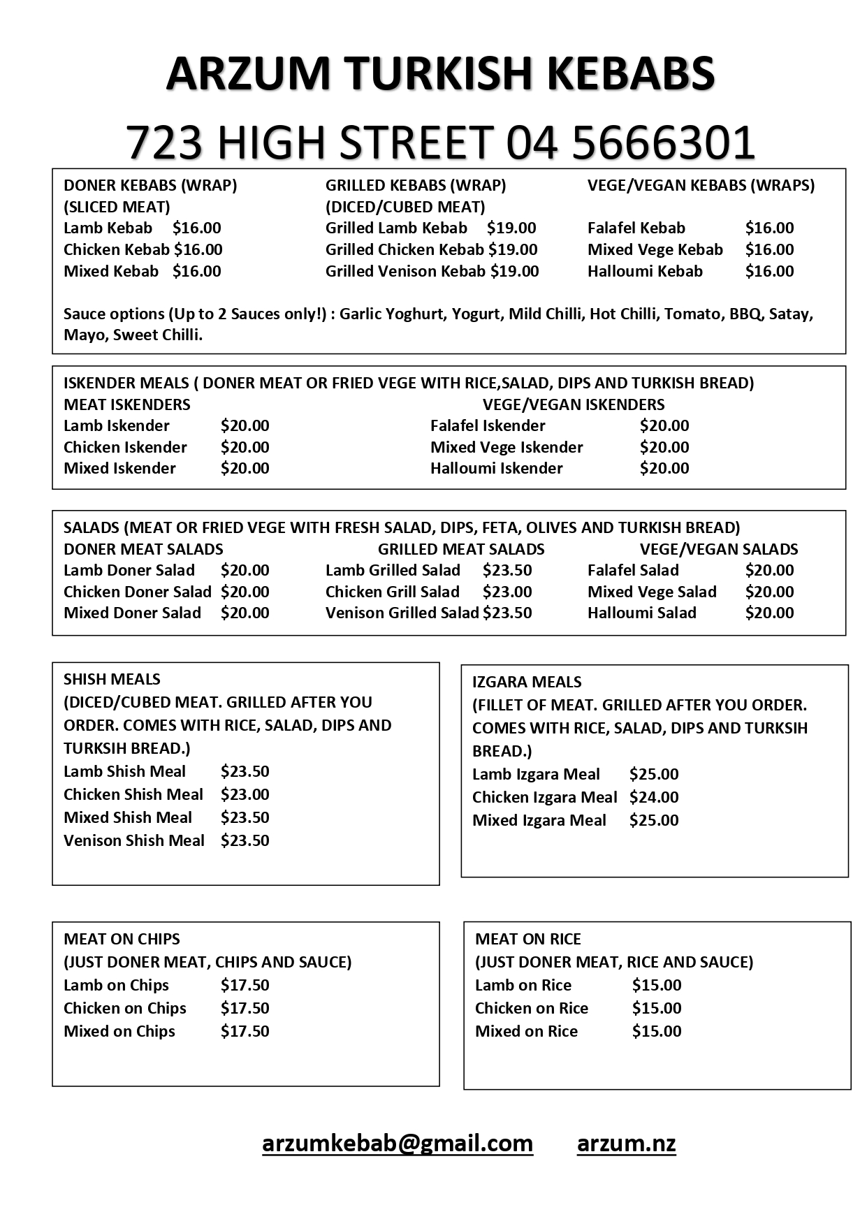 MENU – Arzum Kebab